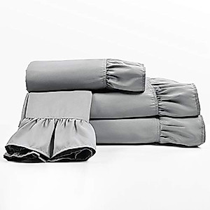 Lush Decor Reyna 4 Piece Ruffle Sheet Set, King, Dark Gray
