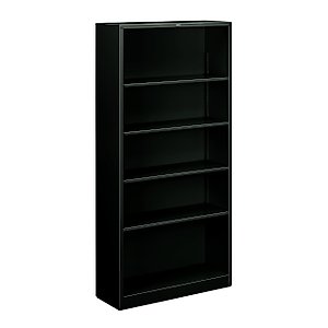 HON Metal Bookcase - Bookcase with Two Shelves, 34-1/2w x 12-5/8d x 72h, Black (H)