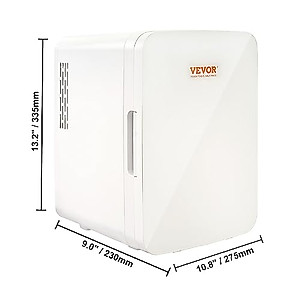 VEVOR Mini Fridge 10L/12 Can Luxury Skin Care Refrigerator, Small Beverage Cooling for Bedroom Office Dorm Car Travel AC/DC Cooler & Heat for Foods, Drink, Breast Milk Storage & Chill, White