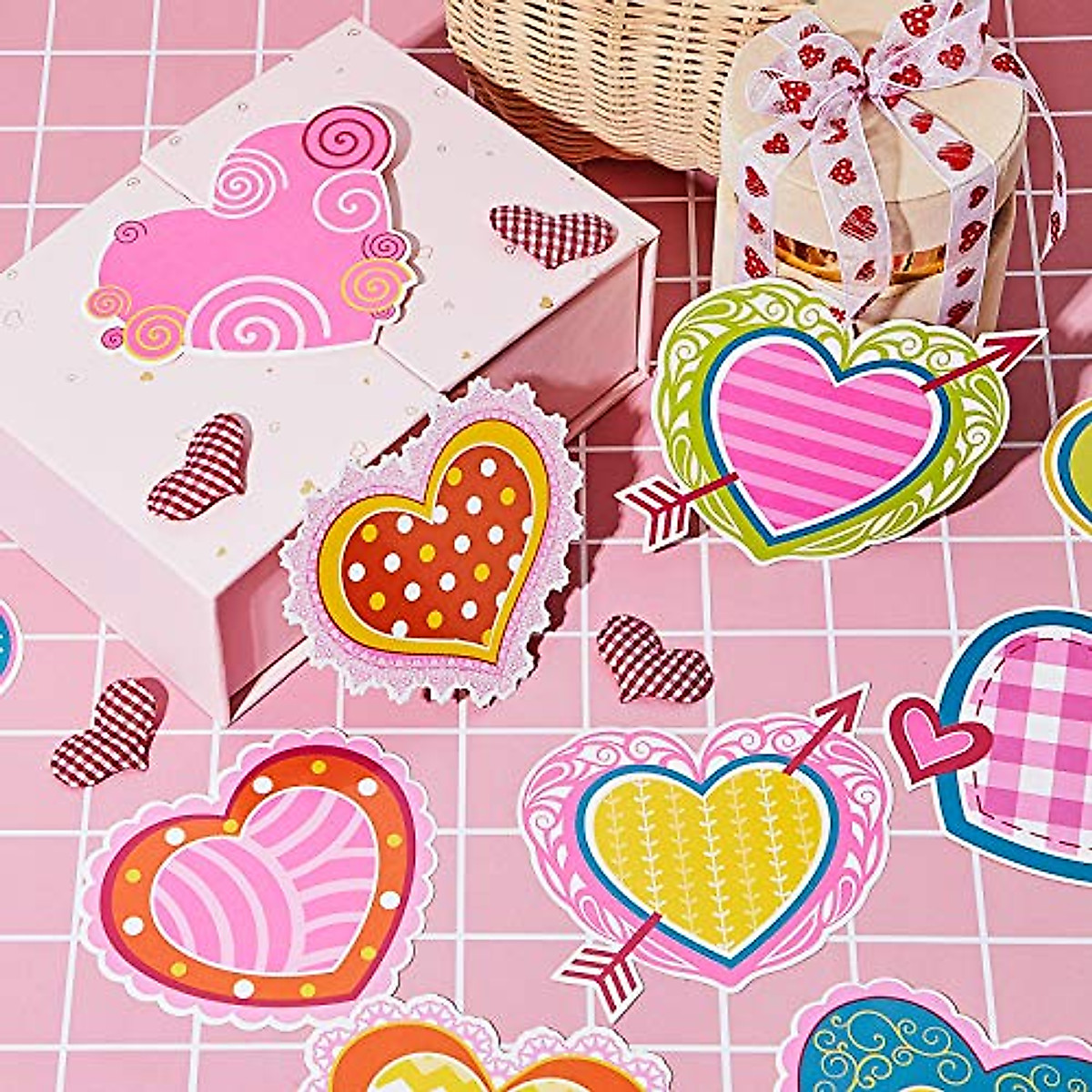 Colorful 64-Piece Heart Cutouts for Valentine's Day