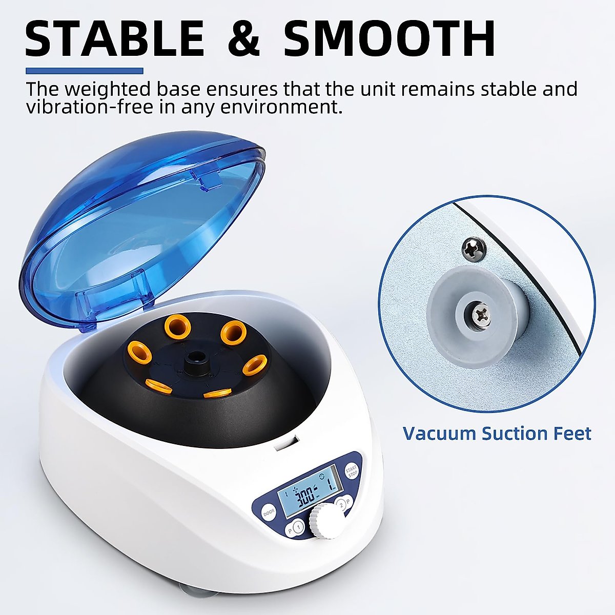NORJIN PRP Lab Benchtop Centrifuge Machine 6x15mL/10mL/7mL/1.5-5mL, Low Speed Control 300-5000r/min, Max. 2600xg RCF for Lab School Science Plasma Research