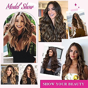 REECHO 20" 1-Pack 3/4 Full Head Curly Wave Clips in on Synthetic Hair Extensions HE008 Hairpieces for Women 5 Clips 4.5 Oz per Piece - Natural Black