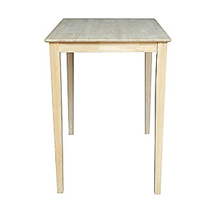 International Concepts Solid Wood Top Table with Shaker Legs, Bar Height
