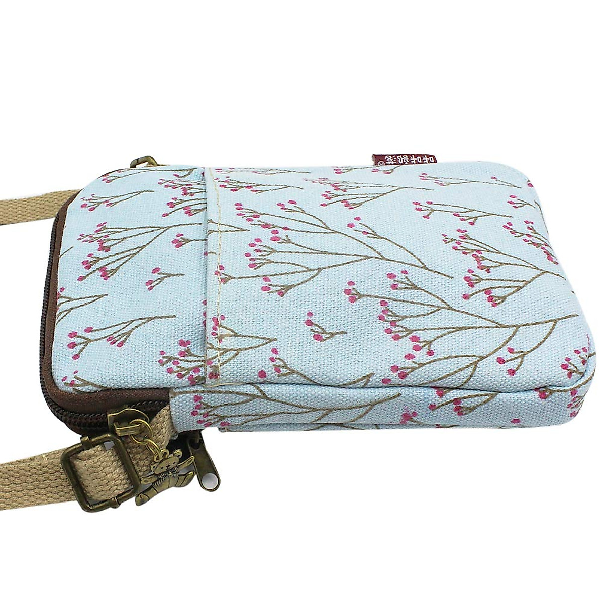 RARITYUS Canvas Small Crossbody Cell Phone Purse Cute Shoulder Bag with Adjustable Strap for Women Blue