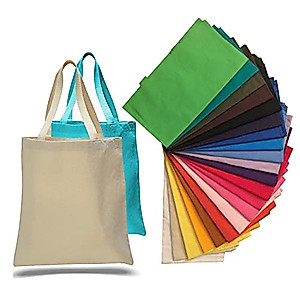 12 Pack Blank Bulk Canvas Tote Bags Wholesale, Assorted Colors Plain Reusable Colorful Bags for Adults, Kids, Decorating, Heat Transfer, Printing, DIY, Crafts