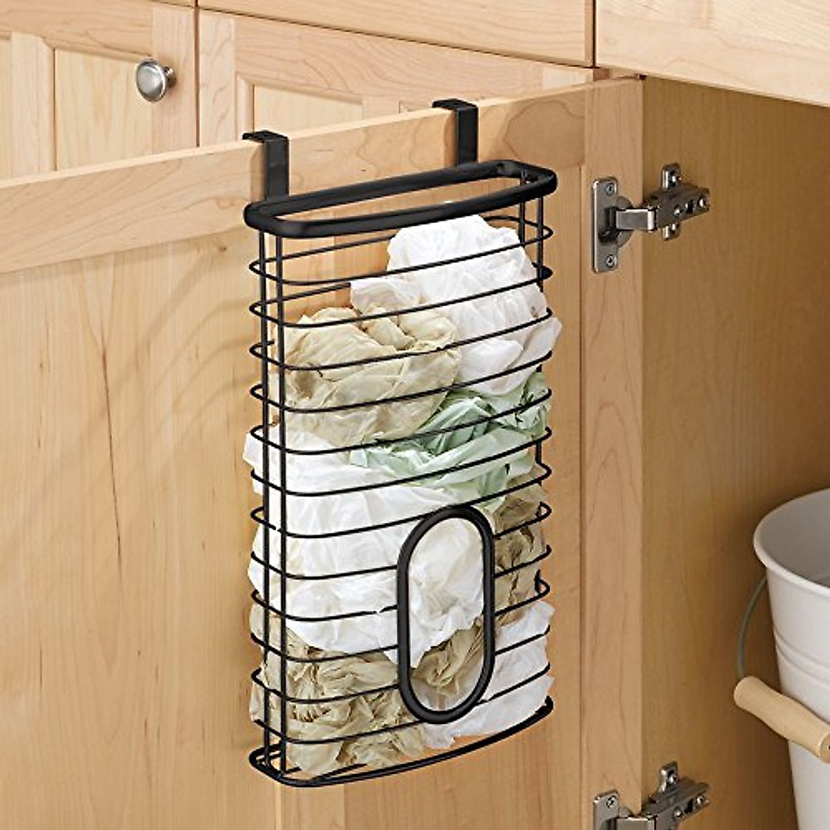 iDesign Axis Over the Cabinet Kitchen Storage Holder for Plastic and Garbage Bags - Matte Black