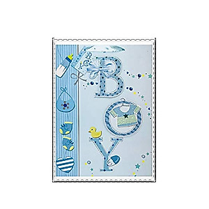 Golden J Store 16.5" Extra Large Baby Gift Bags with Tissue Papers for Baby Showers 2-Pack (Blue)