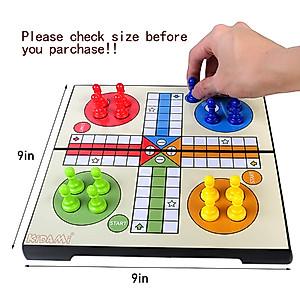 KIDAMI Ludo Magnetic Board Game Set, Folding and Light-Weight for Carrying, Gift for All Age (10 X 10 inches)