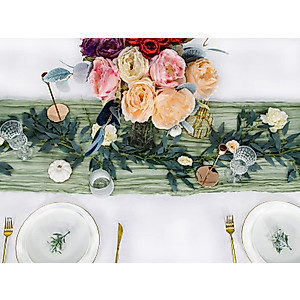 3 Pack 160 inch Sage Green Cheesecloth Table Runner-13.3ft Long Sage Table Runner Sheer Gauze Cheese Cloth Runner Sage Party Decorations for Wedding Reception, Baby Shower Bridal Shower Birthday Party