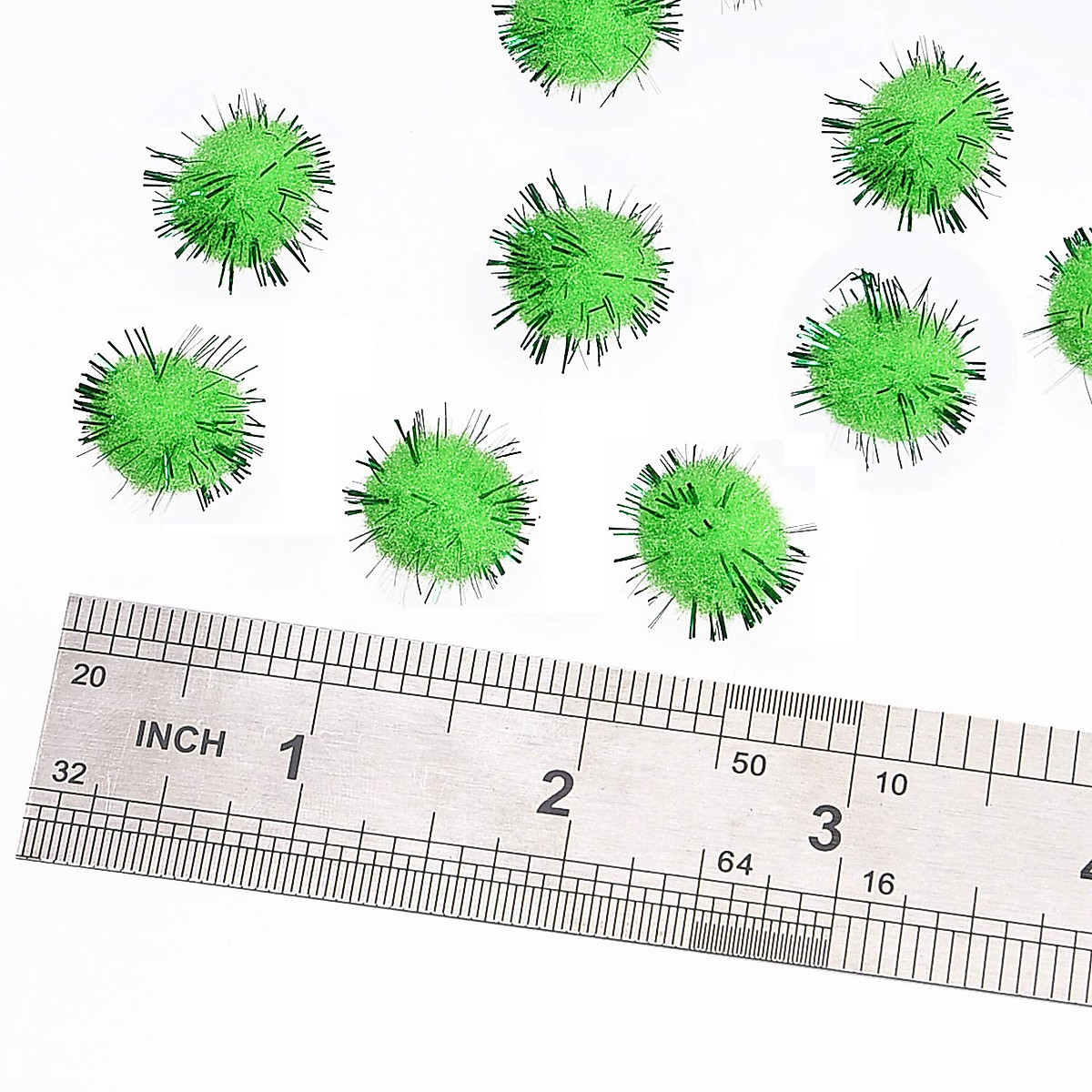 Livder Christmas Pom Poms Pompoms Light Green Glitter Fluffy Balls, DIY Art Crafts Gifts Decorations Supplies(0.6 inches, 500 Pieces)
