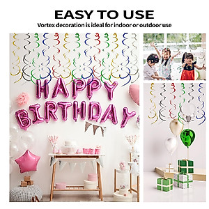 30 Pieces Silver Hanging Swirl Party Decorations Foil Decorations Ceiling Swirl Spiral Hanging Plastic Streamer for Ceiling Birthday Graduation Wedding Celebration Baby Shower Party Supply