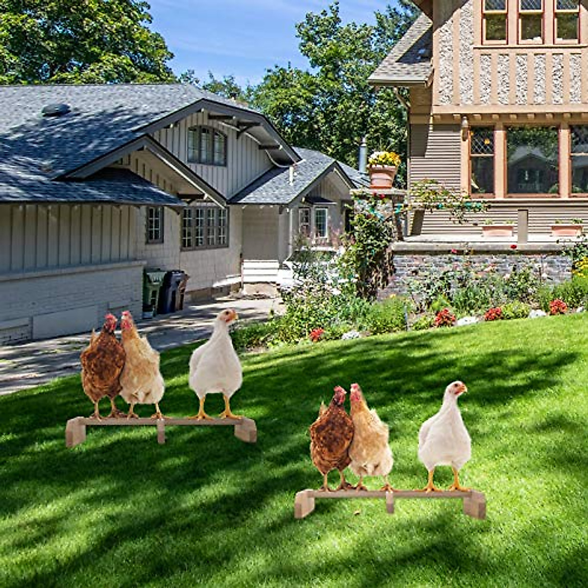 POPETPOP Chicken Perch Wooden Roosting Bar Chick Stand Trainning Perch Toy Coop Ladder Bird Toy for Coop and Brooder Large Bird