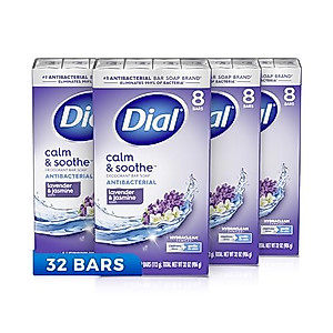 Dial Complete Antibacterial Deodorant Bar Soap, Lavender & Twilight Jasmine Scent, 4 oz, 8 Bars (Pack of 4)