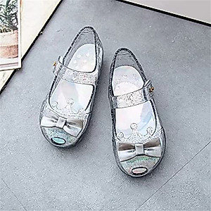 Girls Shoes Walking Sandals Shoes Crown Flash Diamond Crystal Sole Non Slip Sandals Dance Shoes Princess Shoes (Silver, 4.5Years Little Kid)