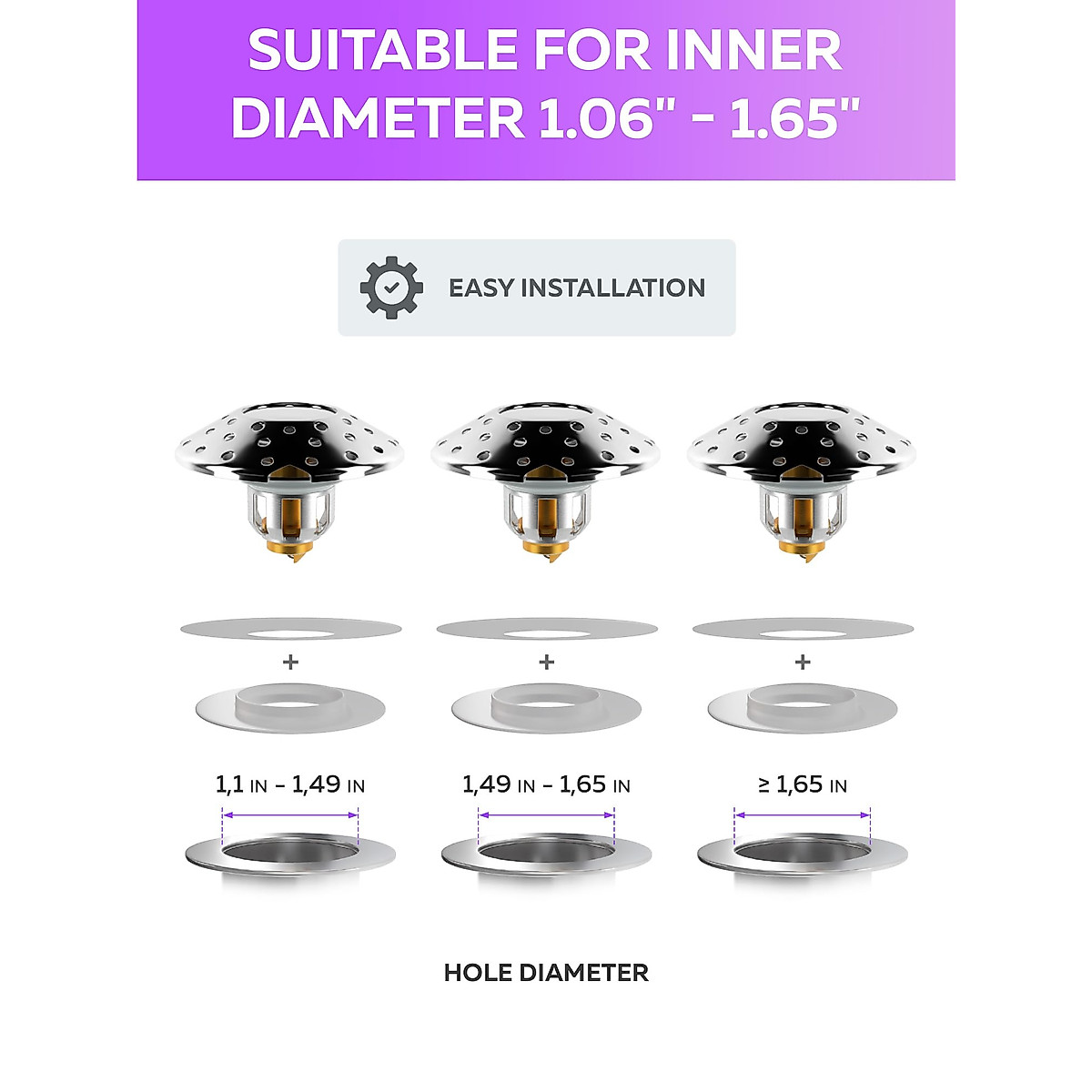 Innovative 2 in 1 Bathroom Sink Stopper Replacement - 1.06"-1.65" Pop Up Drain Stopper - Universal Sink Drain Stopper with Anti-Clogging Filter Basket - Bathroom Sink Plug for Basin Drain Holes