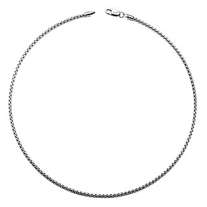 AmyRT Jewelry 3mm Titanium Steel Rolo Silver Chain Necklaces for Women Men 18 in