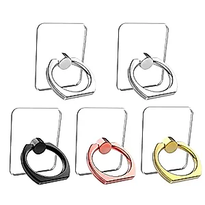 5 Pack Cell Phone Ring Holder Stand Transparent Phone Ring Holder 360° Degree Rotation Finger Ring Kickstand Compatible Various Mobile Phones or Phone Cases