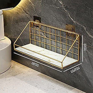 Shower Bathroom Caddy Gold Rust Proof No Drill Bottle Holder Adhesive Basket Organizer Wall Mount for College Gold white