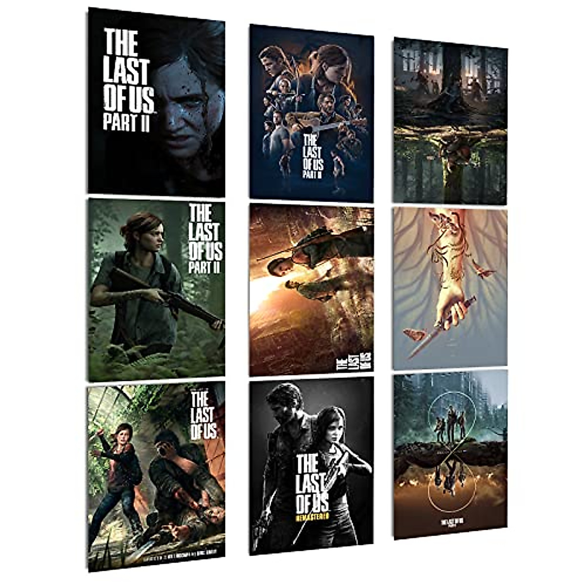 xuankumaibao The Last of Us Part 1&2 Gaming Posters Art Print Boy Game on Birthday Party Wall Decoration Poster Set of 9 Pcs 10”x14”