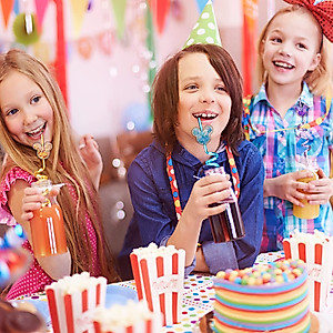 24Pcs Glitter Mouse Straws for Kids Party Favors, Straws for Birthday Party Supplies, Drinking Straws for Boys Girls Party Decorations