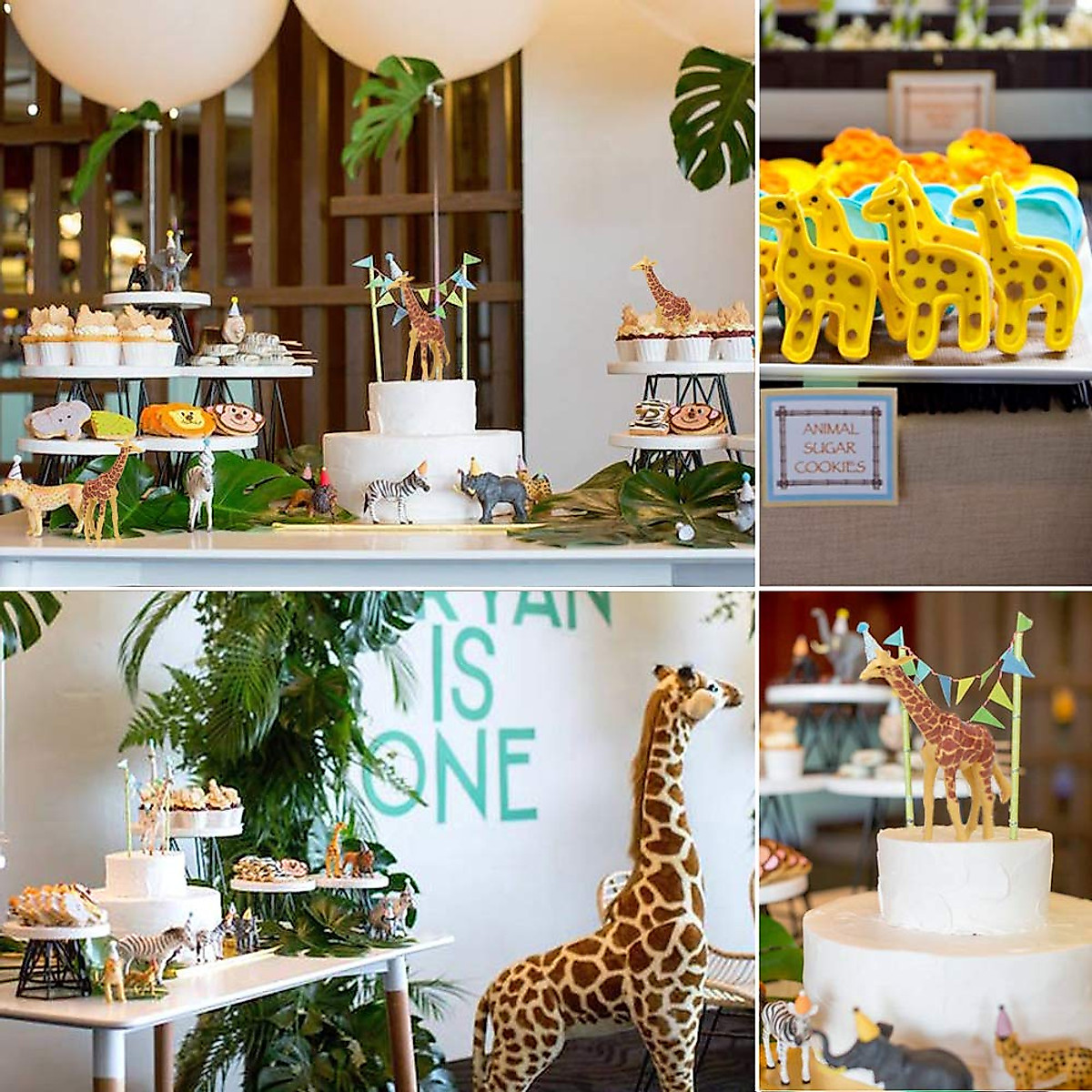 Jumbo Safari Animal Figurines, 12 Piece African Jungle Zoo Set, Realistic Elephant, Giraffe, Lion Toys for Toddlers, Kids Birthday