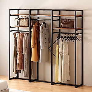 soges Garment Racks with 2 Tiers Shelves 3 Rod Clothes Rack FreeStanding Rack Organizer Storage for Hanging Clothes and Storage