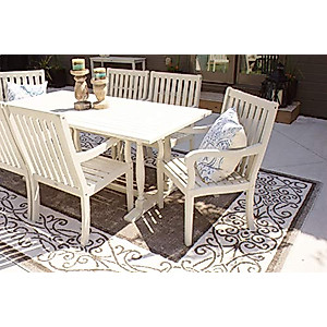 Pebble Lane Living Captains Dining Chairs, Rounded Arms, All Weather Urethane Finish, Light Gray & Solid Wood, Set of 2