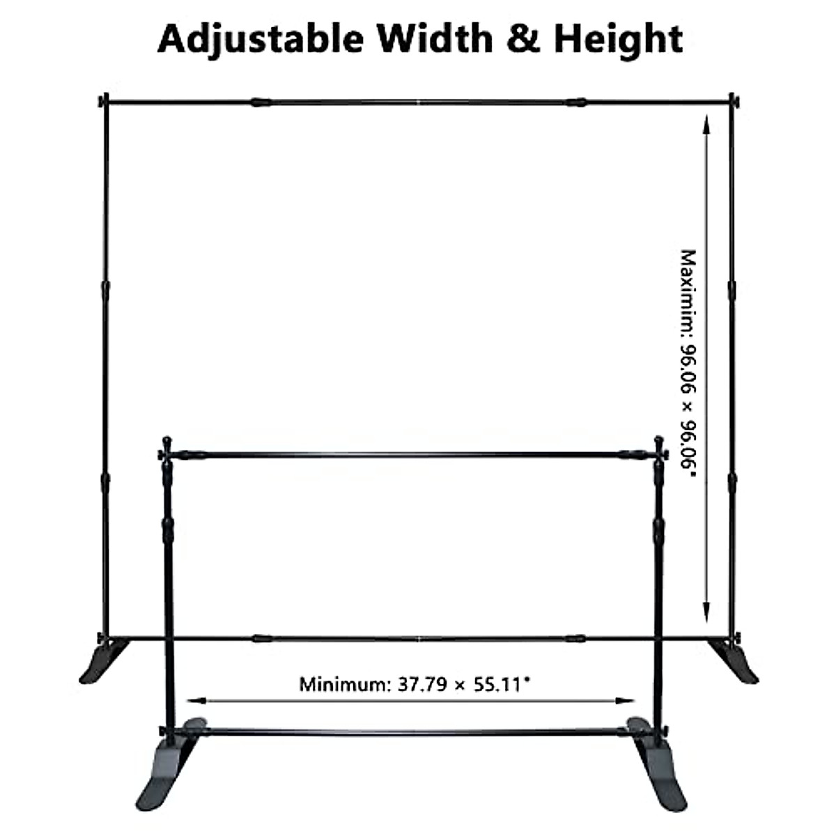 Yohenkta Backdrop Banner Stand, 8ft Adjustable Photo Studio Backdrop Stand Kit with Carrying Bag for Trade Show, Photography, Wall Exhibitor Background, Party, Wedding