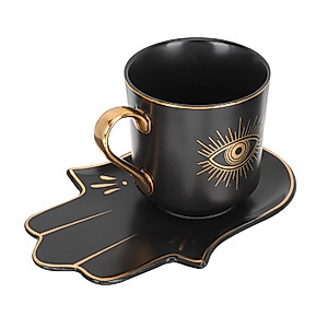 Tofficu Evil Eye Coffee Mug: Vintage Ceramic Teacup Turkish Arabic Greek Tea Server Sets Lucky Evil Eye Coffee Cup with Saucer for Cappuccino Mocha Tea Cereal Latte Mulled Wine