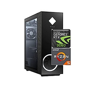 HP OMEN 30L Gaming Desktop PC, AMD 6-Core Ryzen 5 5600G(Beat i7-10700K, Up to 4.4GHz), GeForce RTX 3060 12GB, HyperX 16 GB DDR4 RAM, 1TB SSD+1TB HDD, Windows 10, RGB Lighting+AllyFlex MP