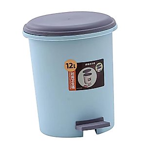 Mumusuki Large Capacity Foot Pedal Trash Can, Lid, Multifunctional Kitchen Garbage Bin, 12L Waste Can for Kitchen, Living Room, Toilet (Blue)