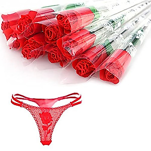 Gifts for Her 1Pc Women Sexy Rose Flower Lace G-string Briefs Thongs Romantic V-string Panties Free Size