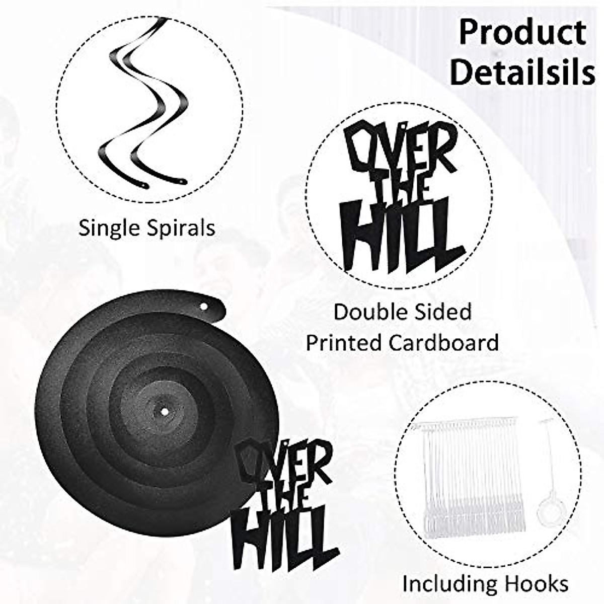 20 Pieces Over The Hill Party Supplies 50th 40th Over-The-Hill Birthday Party Decorations Hanging Swirls Foil Hanging Whirls Ceiling for Birthday Wedding Anniversary Graduation Party