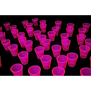 DirectGlow 2oz Neon UV Blacklight Reactive Glow Party Shot Glasses (50-Count, Pink)