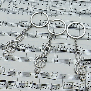SenseYo 10 Pcs Musical Note Key Chain Metal Music Symbol G-Clef Key Ring Keychain Trinket