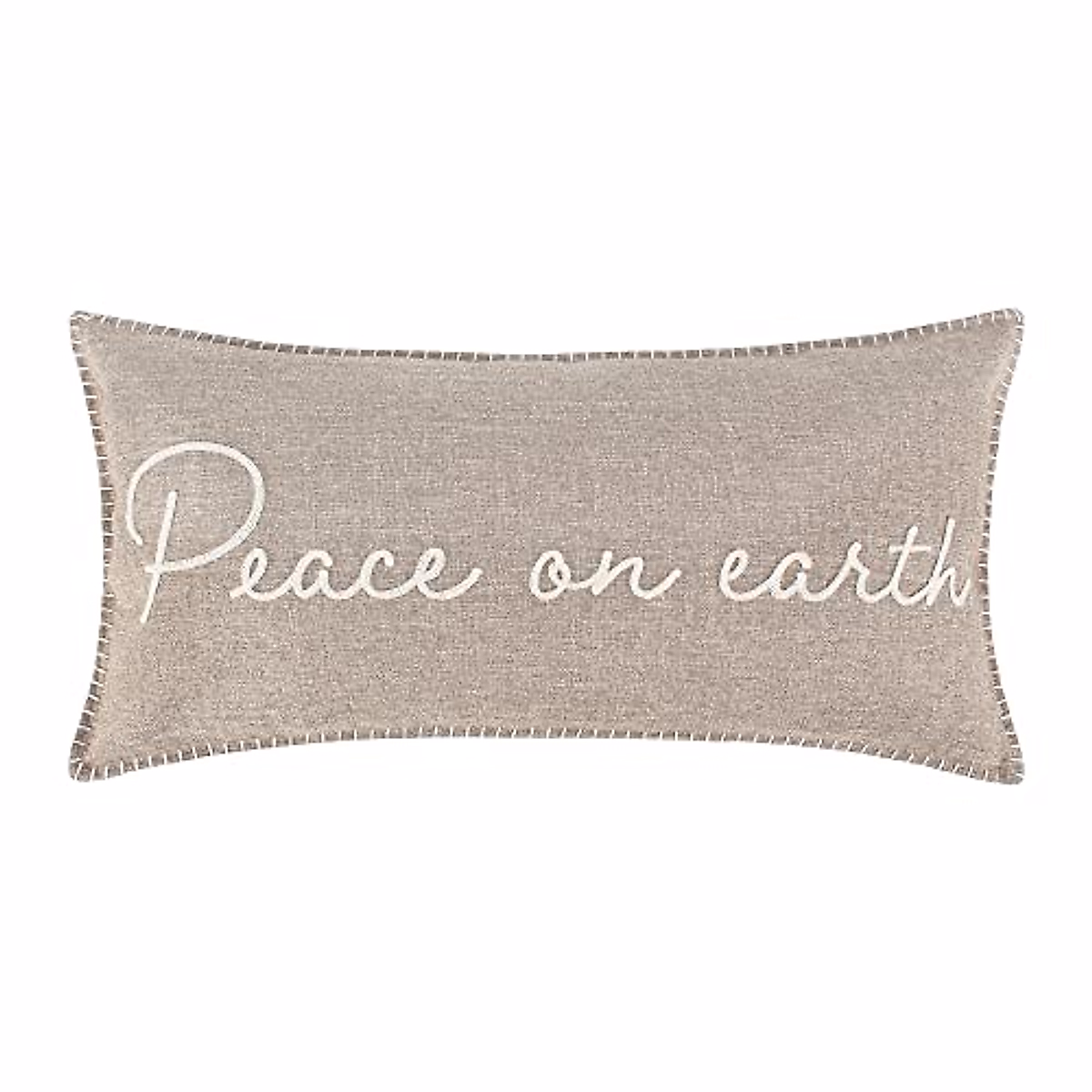 Levtex Home - Winterberry Forest - Decorative Pillow (12x24in.) - Peace on Earth - Taupe and White