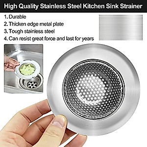 ARLBA 2Pack 304 Stainless Steel Sink Protector for Double Kitchen Sink Rear Drain,(13"x16"& 11.26"x14.5") Metal Sink Grid Sink Grate Sink Rack for Bottom of Kitchen Sink w/Sink Strainers Rubber feet