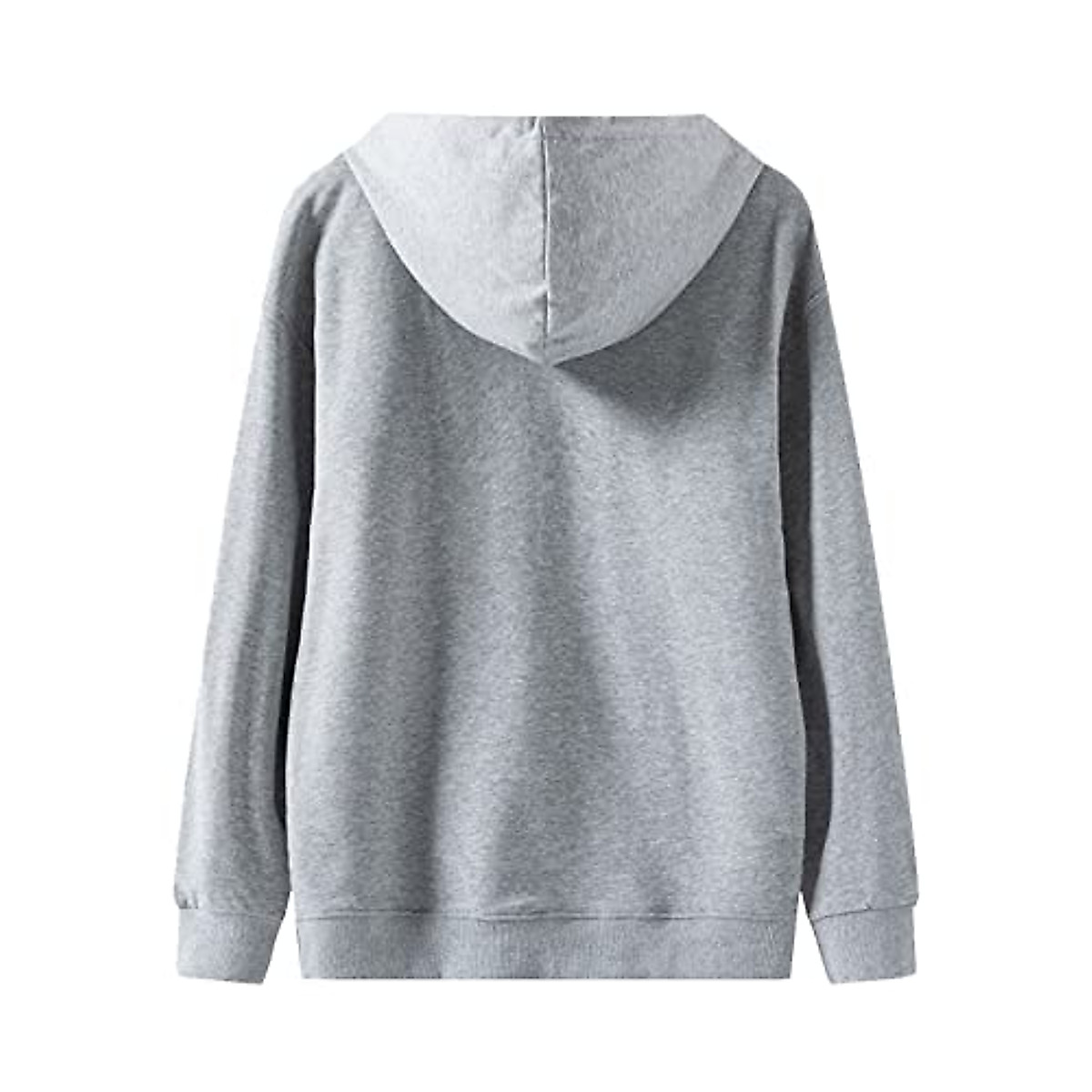 Aisongyuan Womens Zip Up Hoodie Drawstring Lightweight Long Sleeve Sweatshirt with Kanga Pocket(Grey,L)