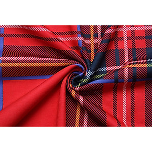 MEROKEETY Women's Plaid Long Sleeve Empire Waist Full Length Maxi Dress, Red#1, Large