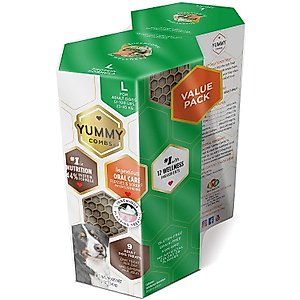 Yummy Combs Dental Treats for Dogs | Old Version | Dental Dog Treats for Large Dogs (24oz, 18 Count)