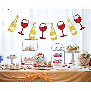 Wine Banner Gold Red Glitter, Wine Time Banner, Wine Tasting Party Decorations, Whisky Birthday Banner, Wine Tasting Party Supplies, Wine Bachelorette Party Decorations