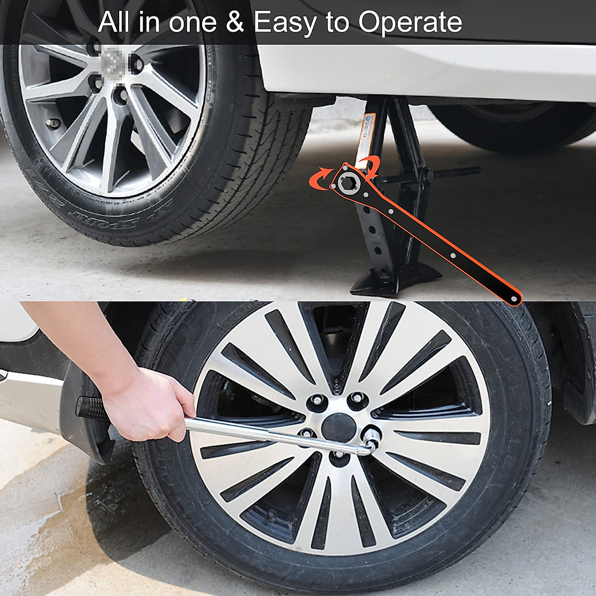 IMAYCC Scissor Jack for Car/SUV/MPV - Heavy Duty 3.0 Ton (6614 lbs) Car Jack kit with Hand Crank Trolley Lifter, Portable Emergency Tire Change kit with Wheel Wrench.