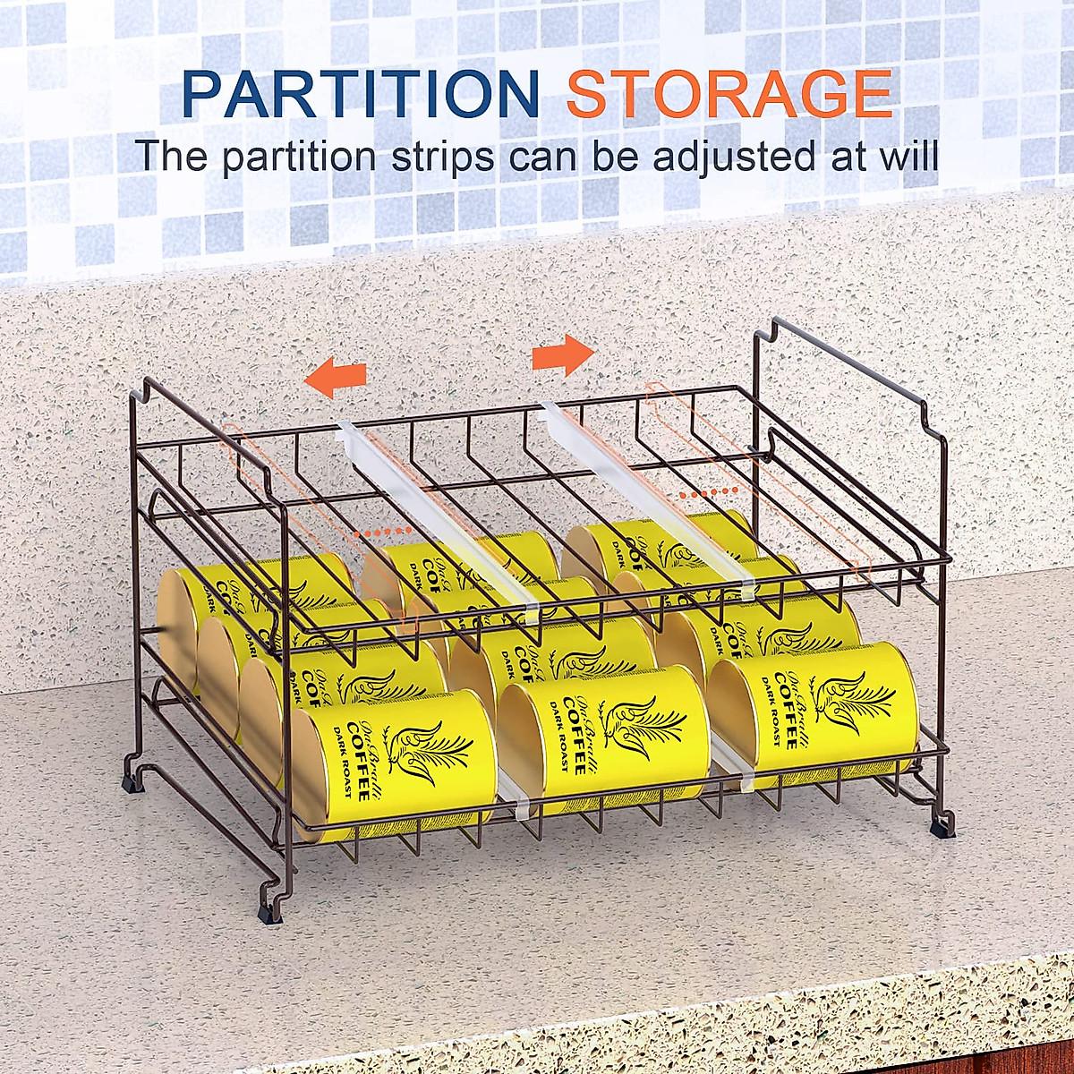 Minicloss 4-Tier Can Rack Organizer, Stackable Pantry Organizer Can Storage Dispenser Holds up to 48 Cans for Kitchen Cabinet, Countertop, Bronze