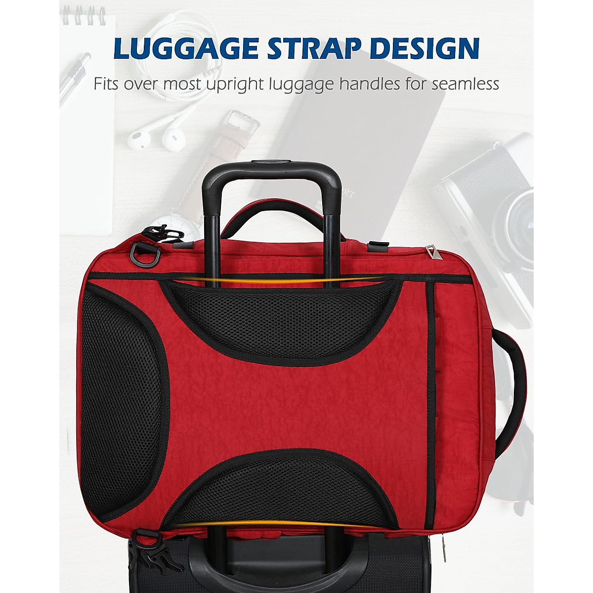 Hynes Eagle 44L Carry on Backpack Airline Approved Travel Backpack for Men Women Large Laptop Backpack 17 inch Nylon Backpack Overnight Weekender Bag Red