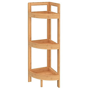 ClosetMaid Corner Shelf, 3 Tiers with Display Shelves, Floor Standing Bookshelf, Small Space Shelving Unit, Plant Stand, Bamboo Wood