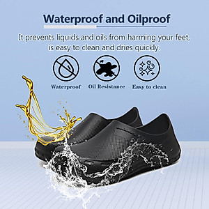 Slip Resistant Chef Shoes for Men Comfortable Waterproof Kitchen Women Holeless Clogs Indoor Outdoor Restaurant Nurse Garden Dishwasher Zapatos De Cocina para Hombres Black/Size 9.5