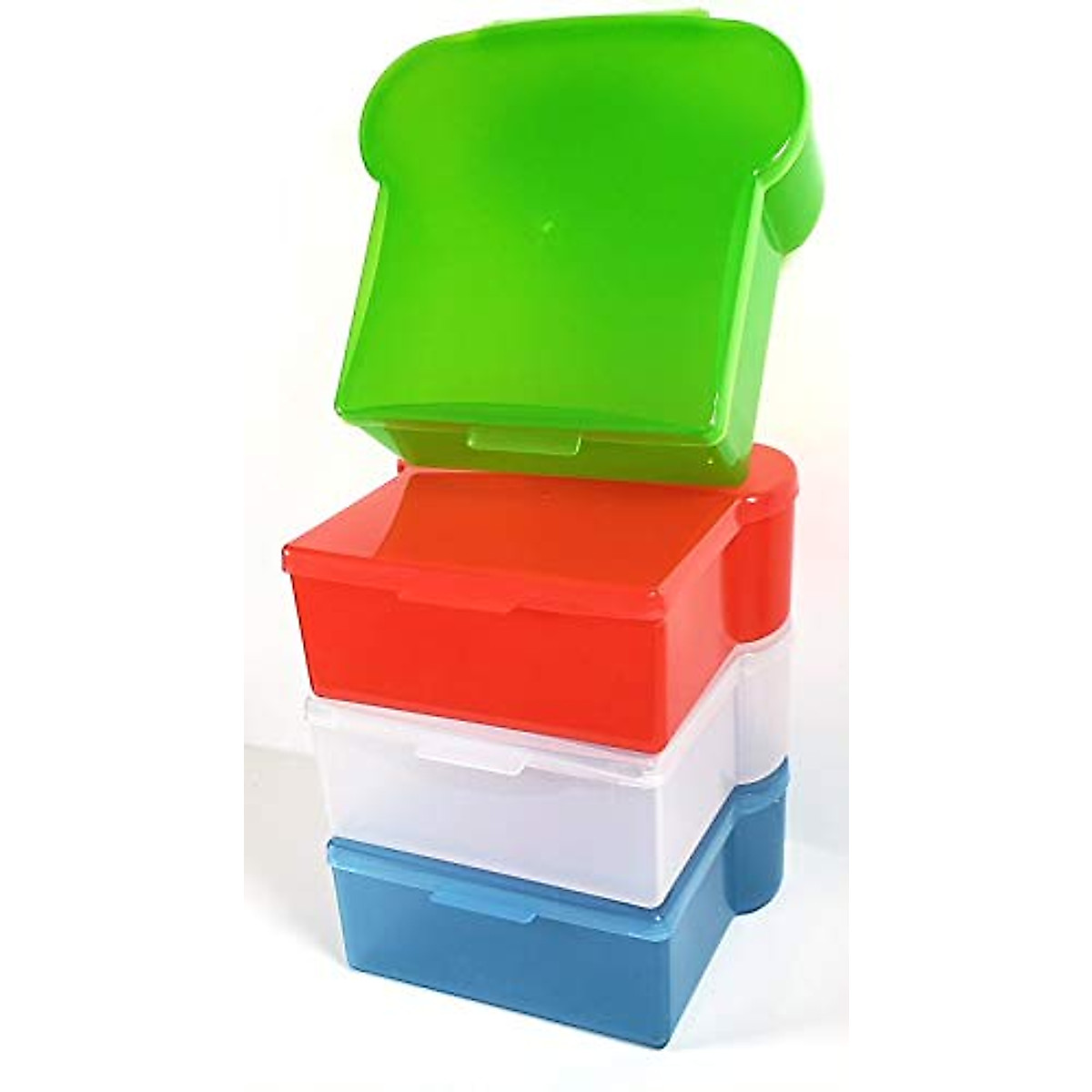 Regent Food Storage Sandwich Containers, Set of 4. - 2.5 cups 20 oz 560 ml - Red, Blue, White, and Green. Great for Meal Prep and Lunch Boxes - BPA Free, Reusable.