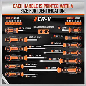 HORUSDY 33-Piece Magnetic Screwdrivers Set with Case, Includs Phillips, Slotted, Pozidriv, Torx
