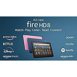 Amazon Fire HD 8 tablet, 8” HD Display, 32 GB, 30% faster processor, designed for portable entertainment, (2022 release), Rose, without lockscreen ads