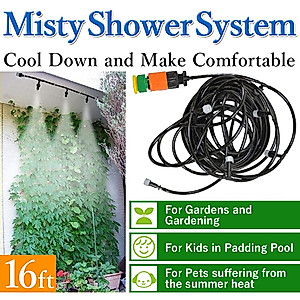 Drip Irrigation System Kit with 16ft Dripping Hose, 1/2, 3/4,1 inch Faucet Connections, 9 Sprinkler Heads, Japard Automatic Watering System for Small Garden, Plant